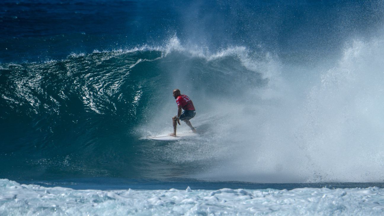 Days before 50th birthday, surfing great Kelly Slater wins Billabong ...