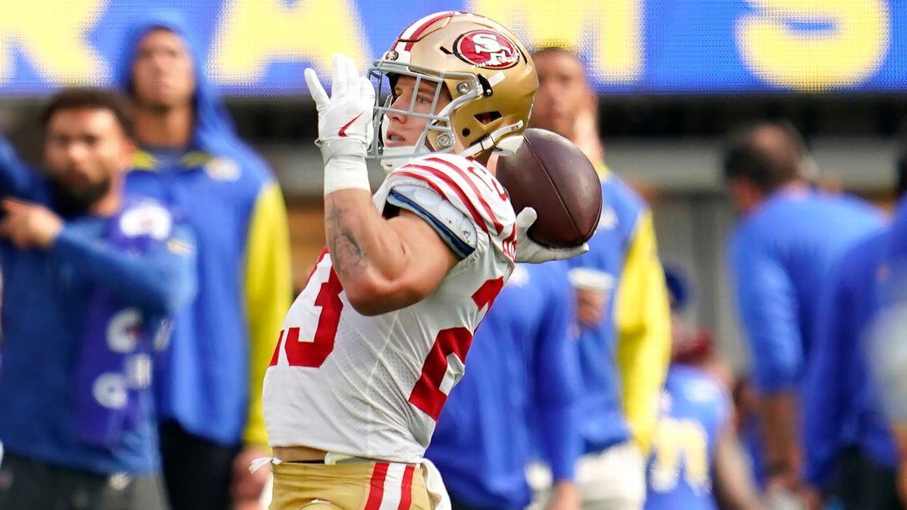 49ers' Christian McCaffrey hits TD hat trick in breakout game vs. Rams ...