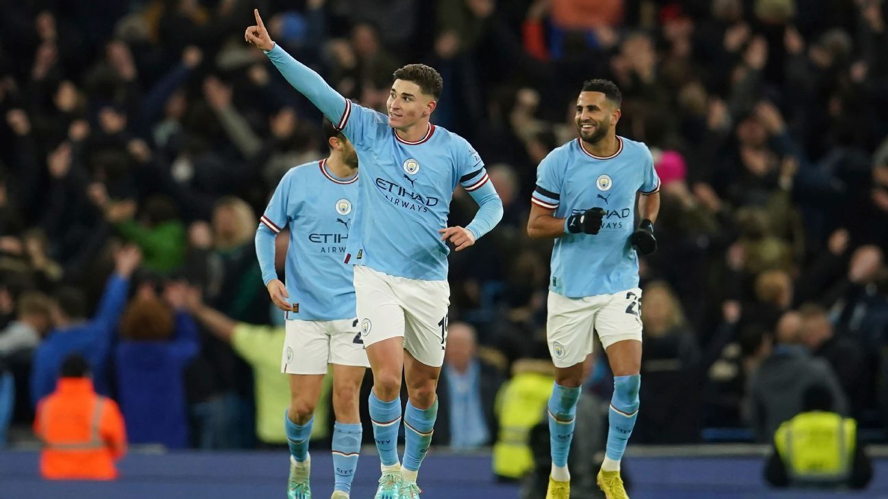 Julián Álvarez fue titular y anotó en la goleada de Manchester City ...