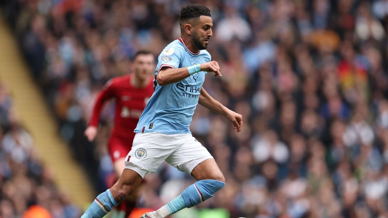 Riyad Mahrez and Mohamed Salah pass Didier Drogba marks, Terem Moffi ...