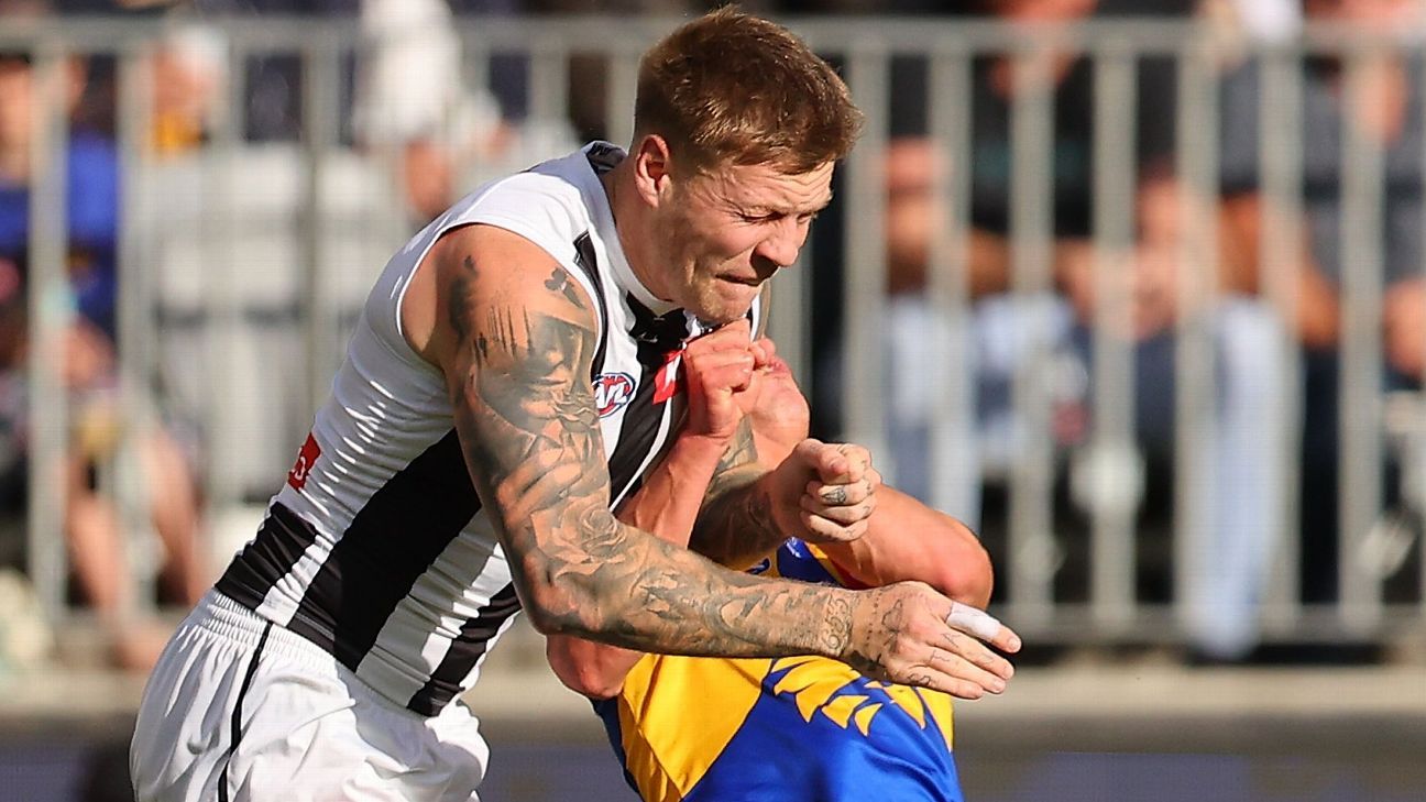 Magpies star Jordan De Goey in hot water over high bump - ESPN
