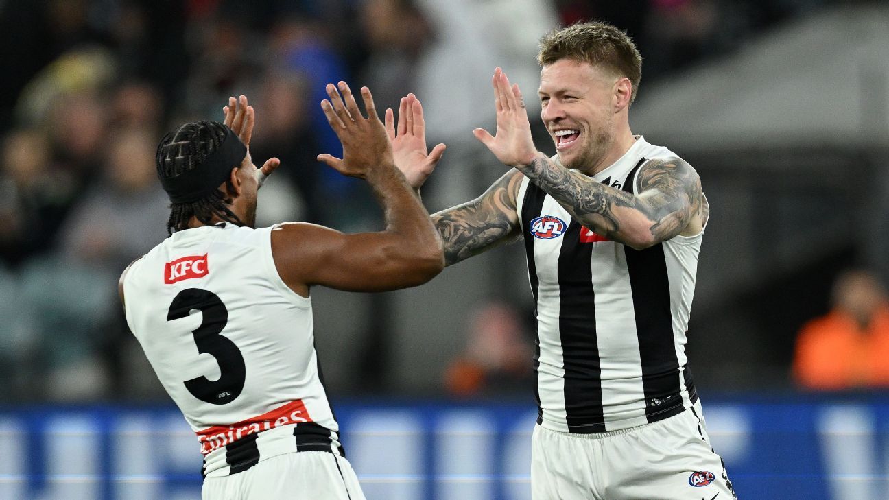 AFL Round 24 Collingwood Magpies massacre Essendon Bombers to seal minor premiership - ESPN