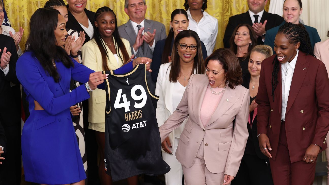 Vice president celebrates Aces' WNBA title in White House visit - ESPN