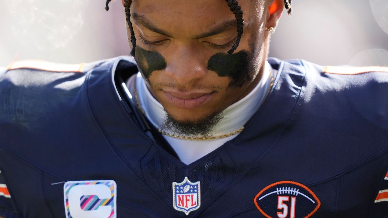 Justin Fields es duda para Chicago Bears por pulgar dislocado - ESPN