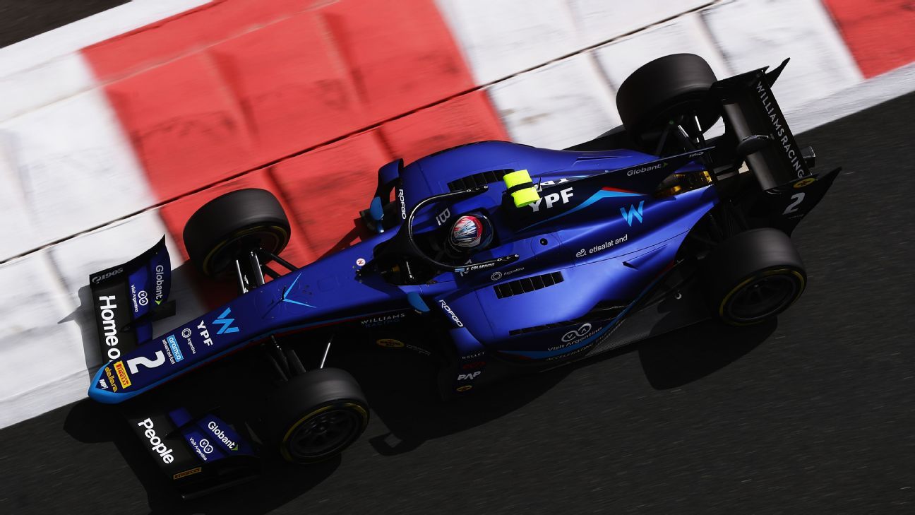 Franco Colapinto cerró el segundo día de pruebas de Fórmula 2 - ESPN