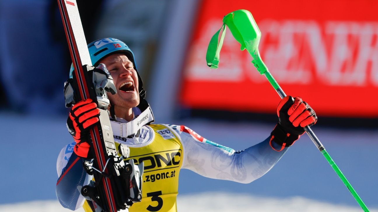 Norway's Timon Haugan win's men's World Cup slalom in Italy - ESPN