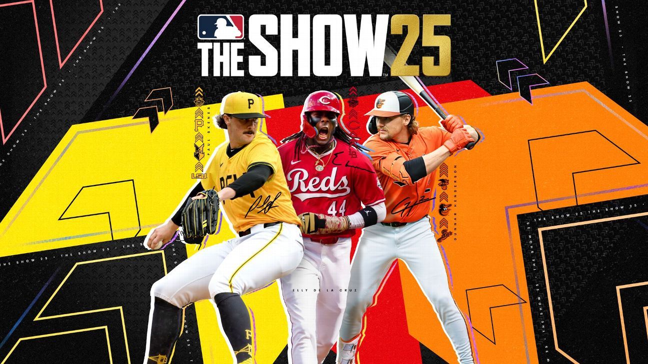 De la Cruz, Henderson y Skenes, portada de MLB The Show 2025 - ESPN