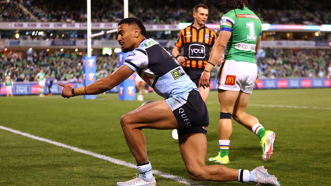 Sharks down rudderless Raiders to book NRL prelim berth - ESPN